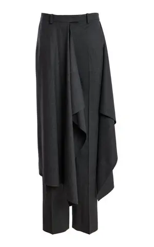 MICHAEL KORS Overskirt-Detailed Wool-Blend Straight-Leg Pants
