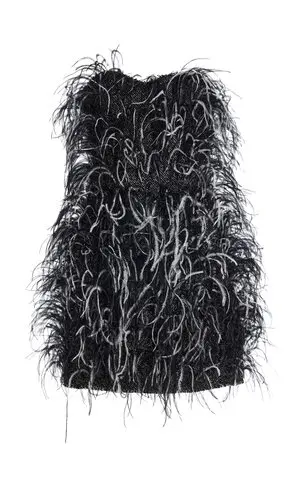 Michael Kors Feathered Wool-blend Mini Dress - Black/white