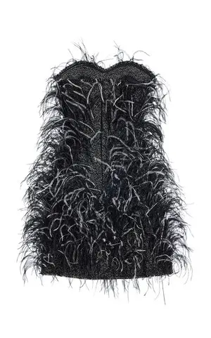 Michael Kors Feathered Wool-blend Mini Dress