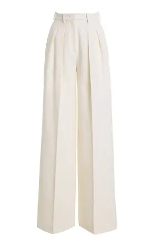 Michael Kors Pleated Virgin-wool Wide-leg Pants - Ivory