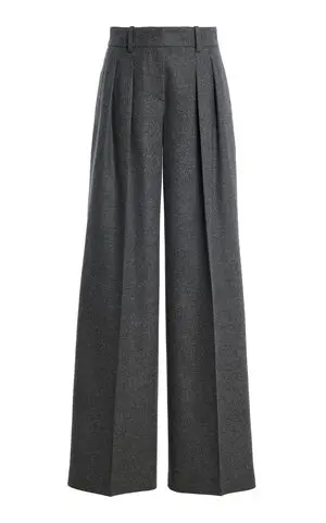 Michael Kors Pleated Virgin-wool Straight-leg Pants - Grey