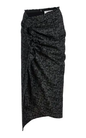 Michael Kors Frayed Virgin-wool Midi Skirt - Black