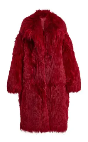 Michael Kors Belted Lamb Coat - Red