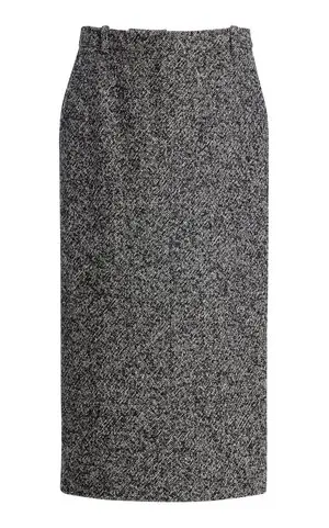 Michael Kors Mid-rise Cotton-blend Midi Skirt - Black/white