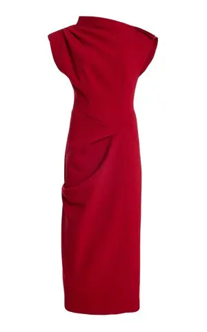 Michael Kors Asymmetric Wool-blend Midi Dress - Red