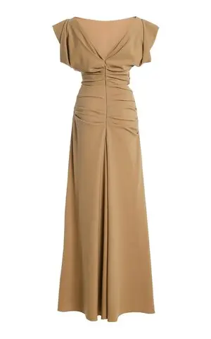 Michael Kors Draped Wool-blend Maxi Dress