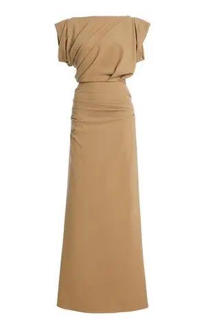 Michael Kors Draped Wool-blend Maxi Dress - Neutral