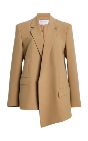 Michael Kors Asymmetric Wool-blend Blazer - Neutral