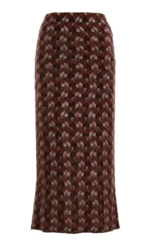 ZANKOV Delphine Mohair-alpaca Midi Skirt - Brown