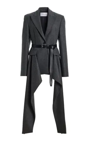 Michael Kors Belted Virgin-wool Blazer - Grey