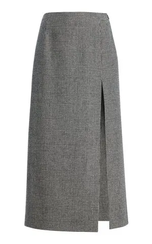 Michael Kors Open-side Wool-cashmere Midi Skirt - Black/white