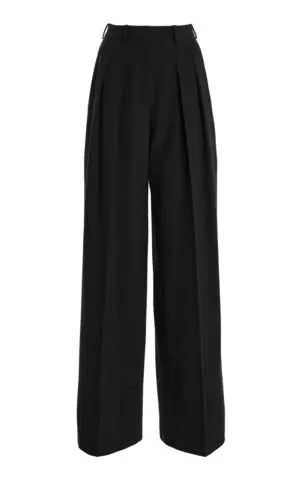 Michael Kors High-rise Virgin-wool Straight-leg Pants - Black