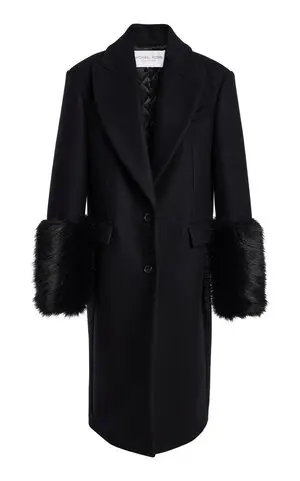 Michael Kors Faux-fur-detailed Virgin-wool Coat - Black