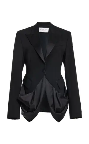 Michael Kors Draped Wool-blend Tuxedo Blazer - Black