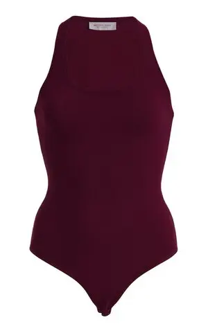 Michael Kors Scoop-neck Cashmere-blend Bodysuit - Burgundy