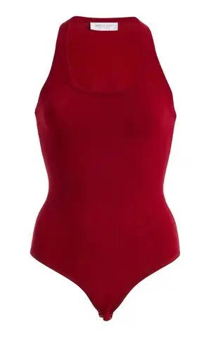 Michael Kors Scoop-neck Cashmere-blend Bodysuit - Red