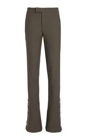 Proenza Schouler Althea Button-detailed Wool-blend Pants - Khaki