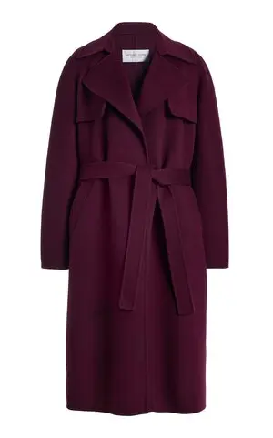 Michael Kors Belted Virgin-wool Trench Coat - Burgundy