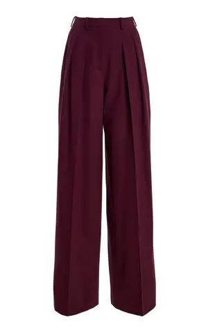 Michael Kors Pleated Wool Wide-leg Pants - Burgundy
