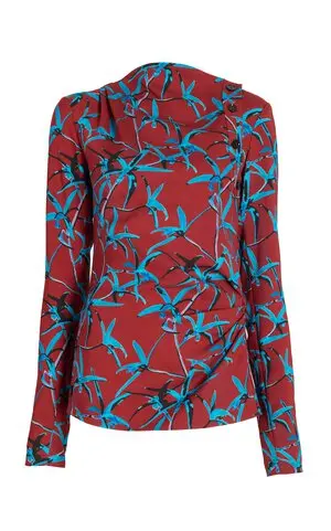 Proenza Schouler Anais Boat Neck Printed Top - Multi