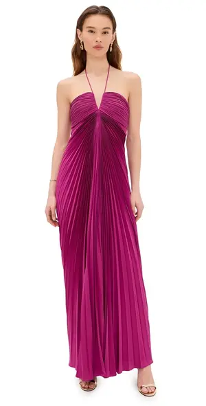 AMUR Pleated Halterneck Gown - Nectar