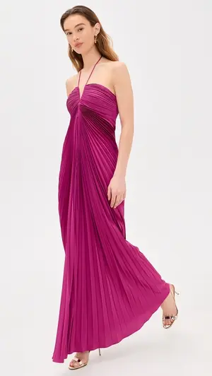 AMUR Pleated Halterneck Gown - Nectar