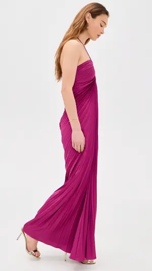 AMUR Pleated Halterneck Gown - Nectar