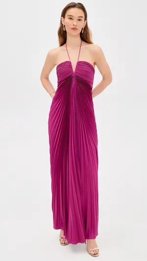 AMUR Pleated Halterneck Gown - Nectar
