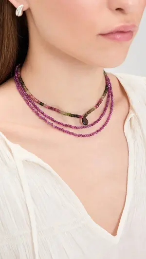 Jia Jia 14k Tourmaline Quartz Teardrop Necklace - Multicolored
