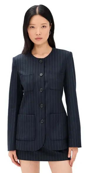 FAVORITE DAUGHTER The Busy Jacket - Navy Pinstripe