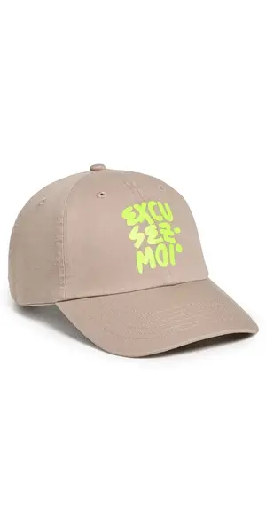Clare V. Baseball Hat - Khaki With Neon Yellow