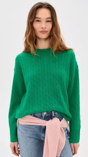 ALEX MILL Crew Neck Cable Sweater In Cashmere