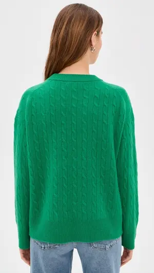 ALEX MILL Crew Neck Cable Sweater In Cashmere