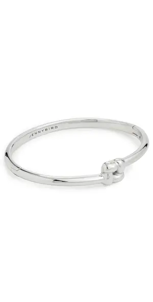 Jenny Bird Slim Woven Square Bangle - Platinum