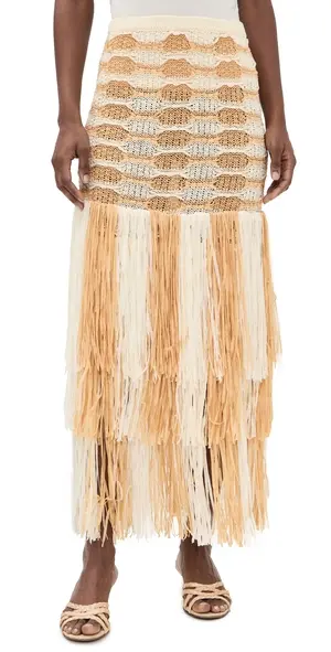 Ulla Johnson Giulietta Fringe Knit Skirt - Beach