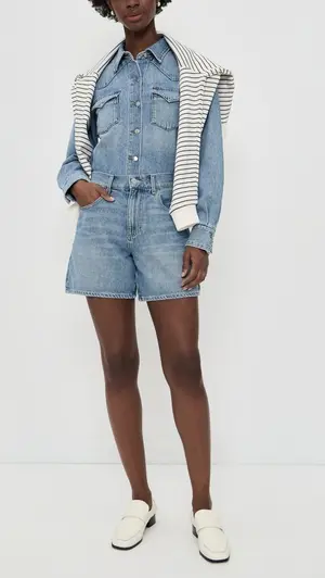 LE JEAN Frida High-rise Denim Shorts