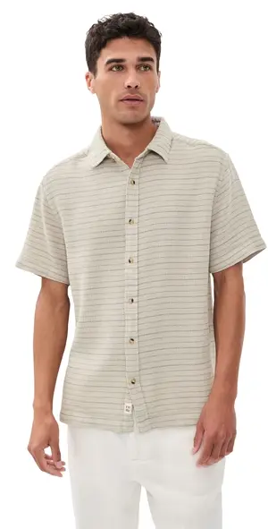 FAIR HARBOR Oasis Textured Shirt - Beachwood Stripe