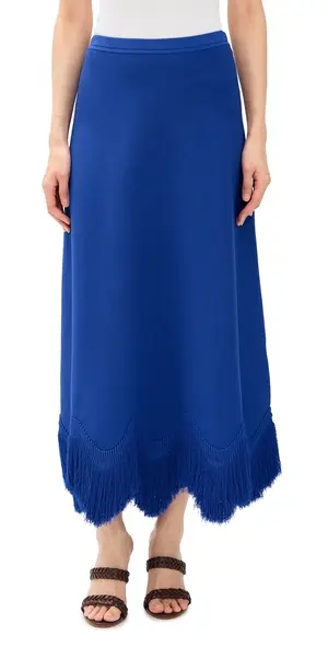 Ulla Johnson Knit Skirt With Fringe - Cobalt