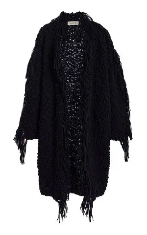 ZANKOV Wells Fringed Wool-blend Coat