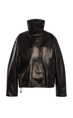 ASHLYN Dana Lambskin Blouson Jacket - Black