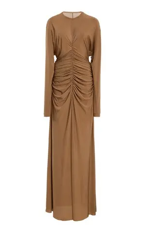 ASHLYN Devon Draped Gown - Tan