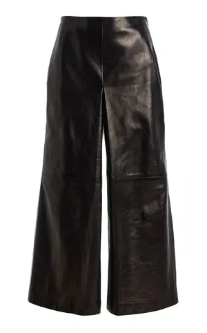 ASHLYN Emerson Lambskin Cropped Pants - Black