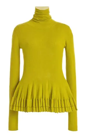 ASHLYN Merritt Merino Wool-silk Turtleneck - Yellow