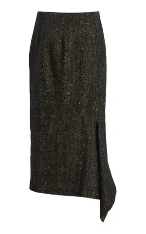 ASHLYN Shida Silk-angora Midi Skirt