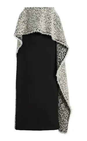 ASHLYN Willa Asymmetric Wool-blend Midi Skirt - Black/white