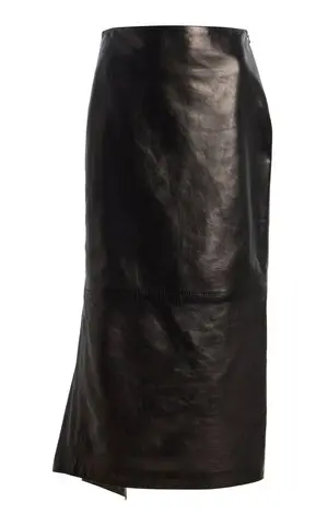 ASHLYN Shida Lambskin Midi Skirt - Black