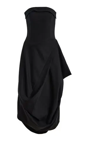ASHLYN Evelin Virgin Wool Midi Dress - Black