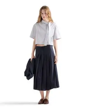 Prada Pleated Silk Midi-skirt