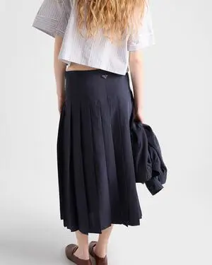 Prada Pleated Silk Midi-skirt