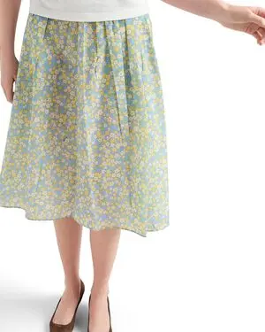 Prada Floral Print Re-nylon Skirt - Yellow